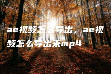 ae视频怎么导出，ae视频怎么导出来mp4 | ae插件合集